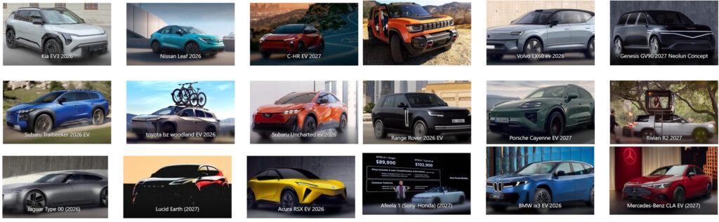 2026 EV Guide: 26 New Electric Cars Trucks & SUVs For US & Canada